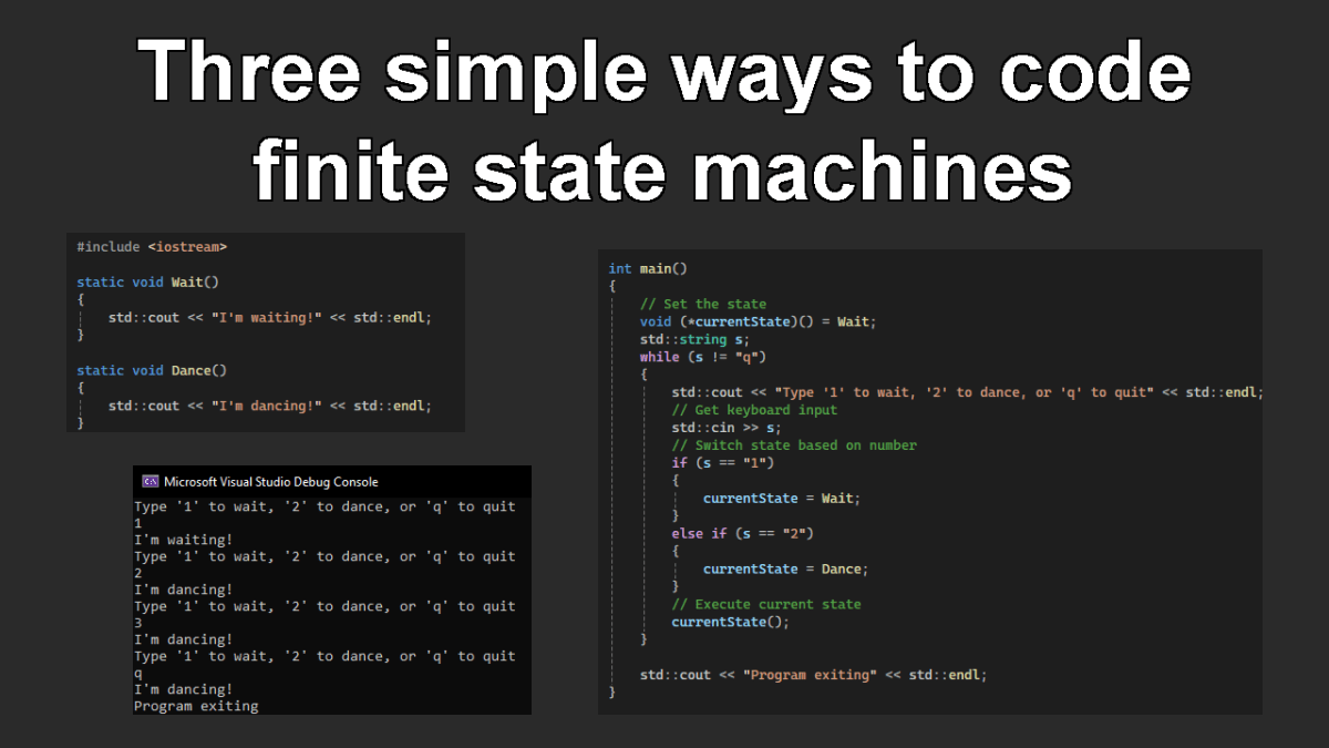 Three simple ways to code finite state machines – Agate DRAGON Games
